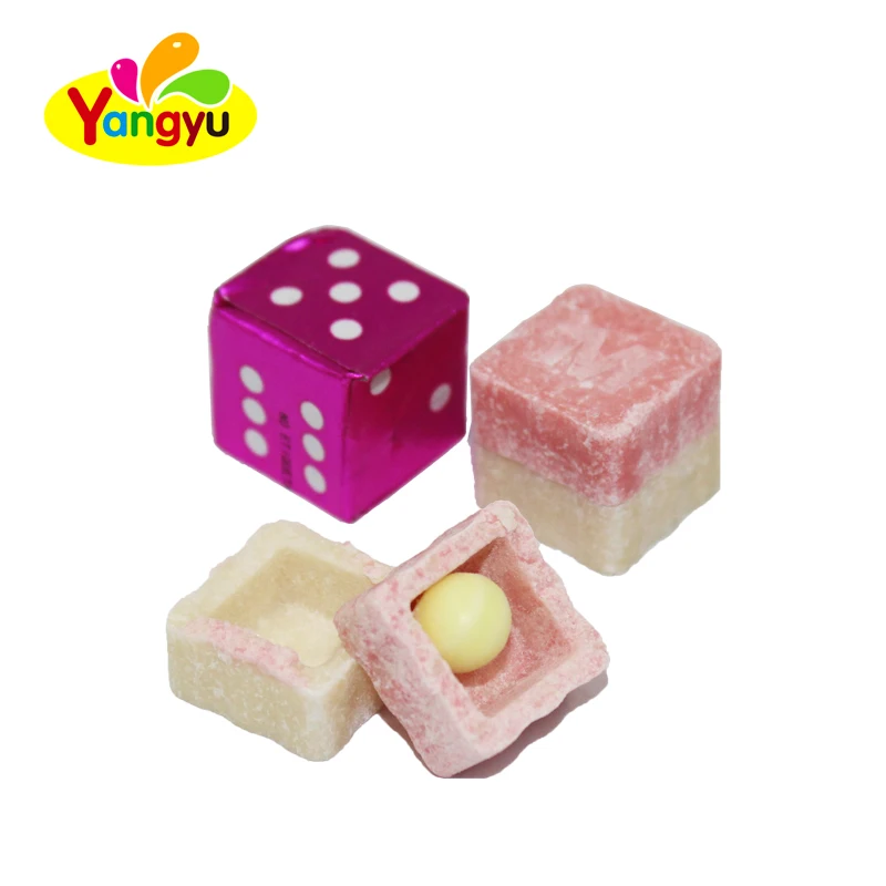 Jar Packing Cube Shape Bubble Gum Center Filled Sour Candy - Buy Bubble ...