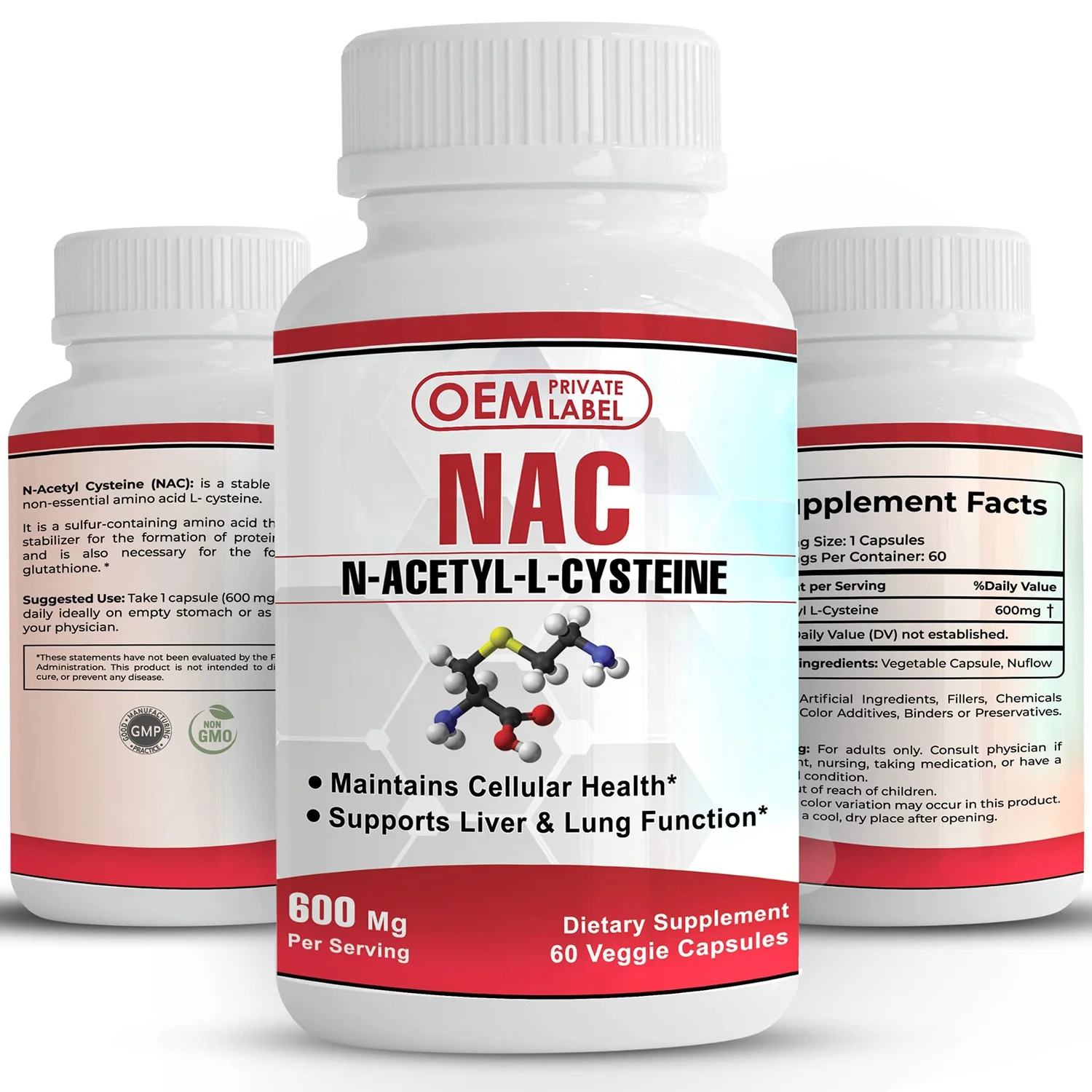 Oem N-acetyl-cysteine (nac) Capsules Vegan Non-essential Amino Acid L ...