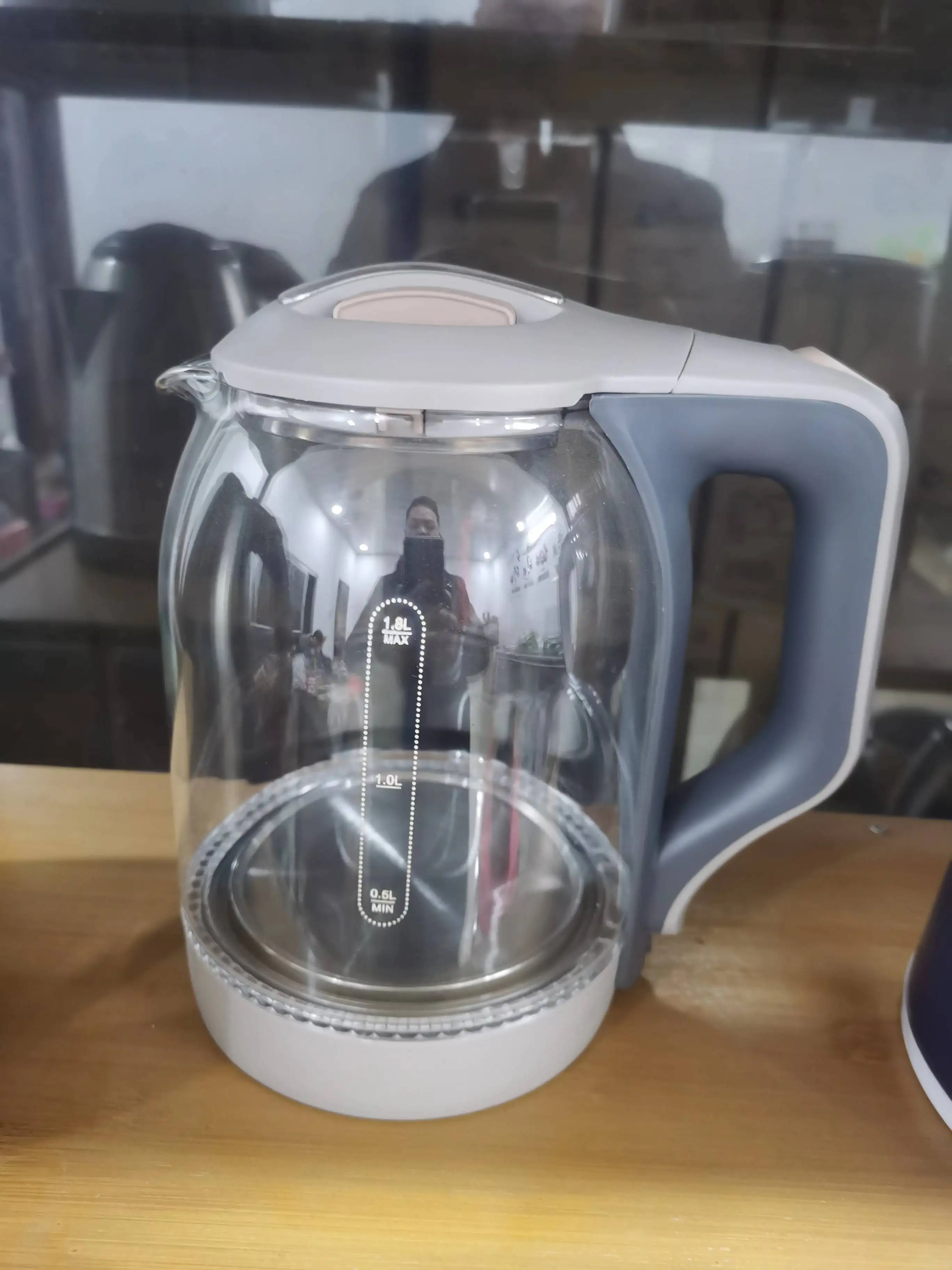 Beige Color Glass Electric Kettle With High Quality Controller 1.8l ...