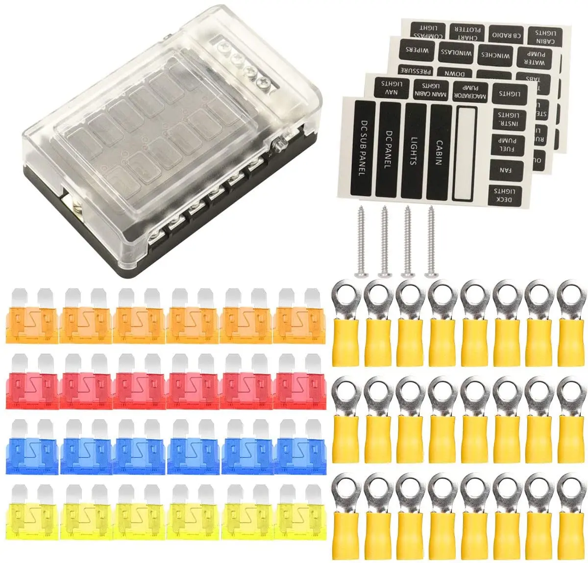 8 Way Screw Type Terminal Fuse Block W/ Label Premium Littelfuse Fuses ...