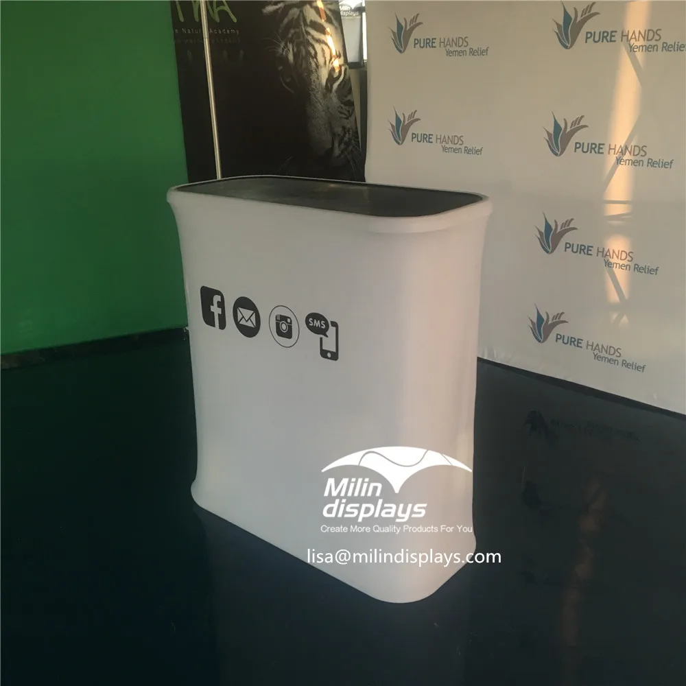 Hydraulic Promotion Plastic Folding Pop up Table with Cloth Customized ...