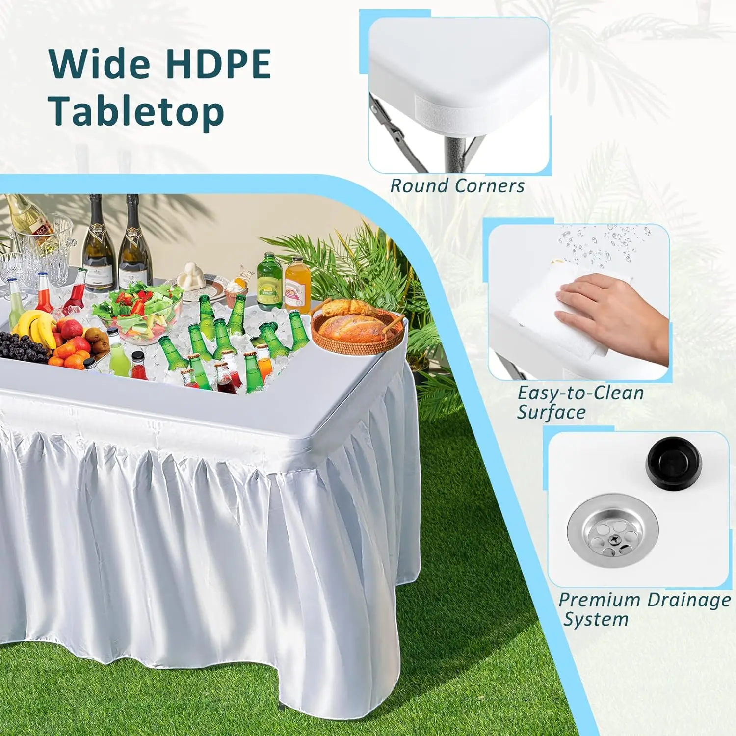 Modern Home White 4ft Plastic Ice Cooler Table Fill and Chill Table ...