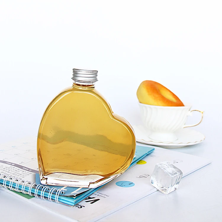 200ml Heart Shape Glass Bottle with Cork for Drinks - Ideal for Wine ...