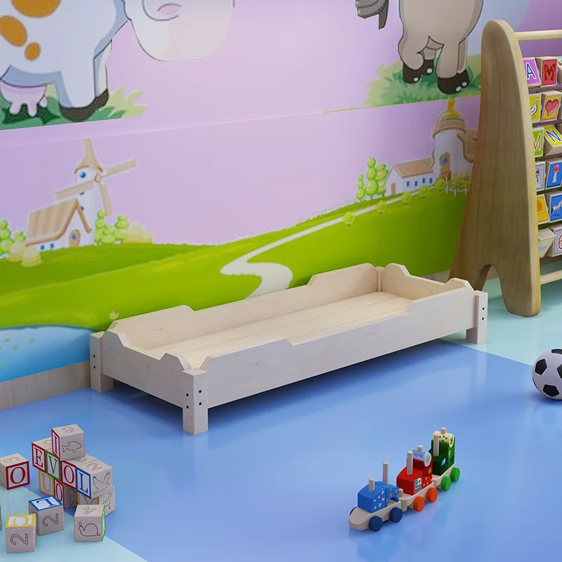 Kids Solid Wooden Single Bed For Kindergarten Kids Resting Bed Daycare ...