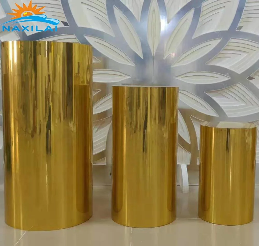 Naxilai Mirror Wedding Gold Acrylic Round Plinth Decoration Perspex ...