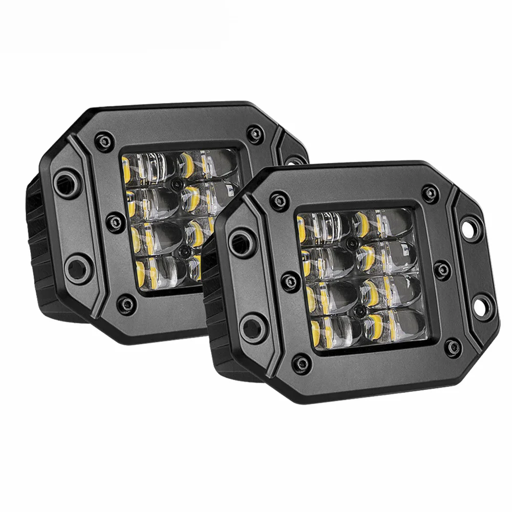 Quad Row 4.5 Inch Square Side Lamp 24W Flush Mount Led Work Light Pods ...