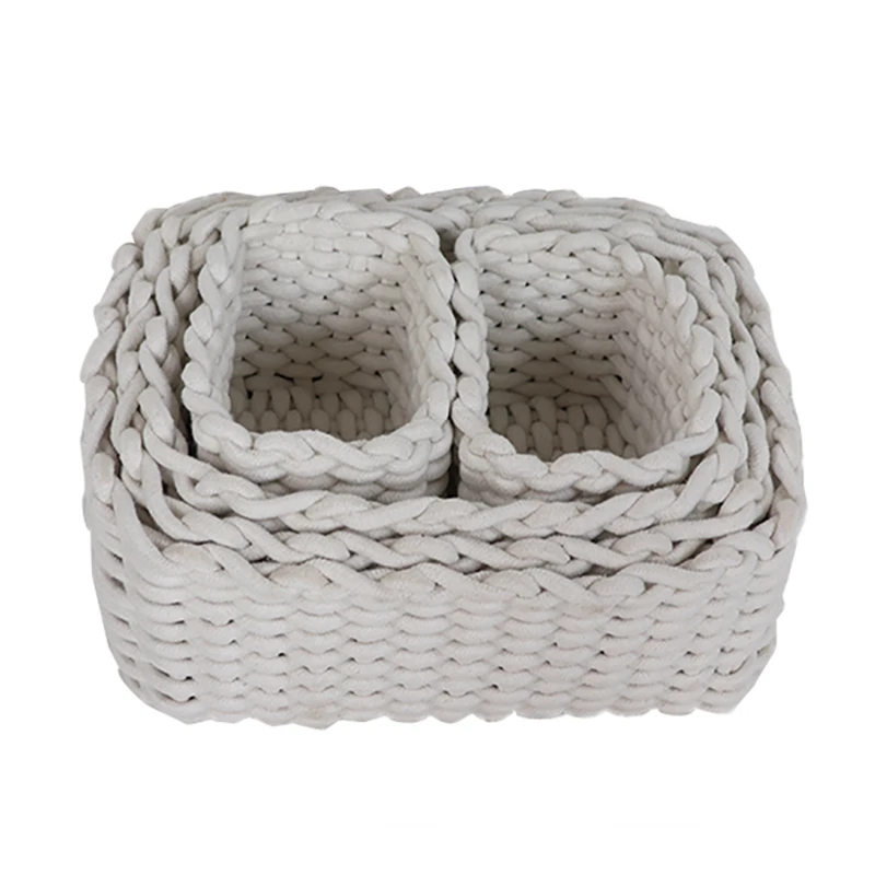 Living Room Bedroom Set Of 4 Cotton Rope Woven Storage Basket - Buy ...