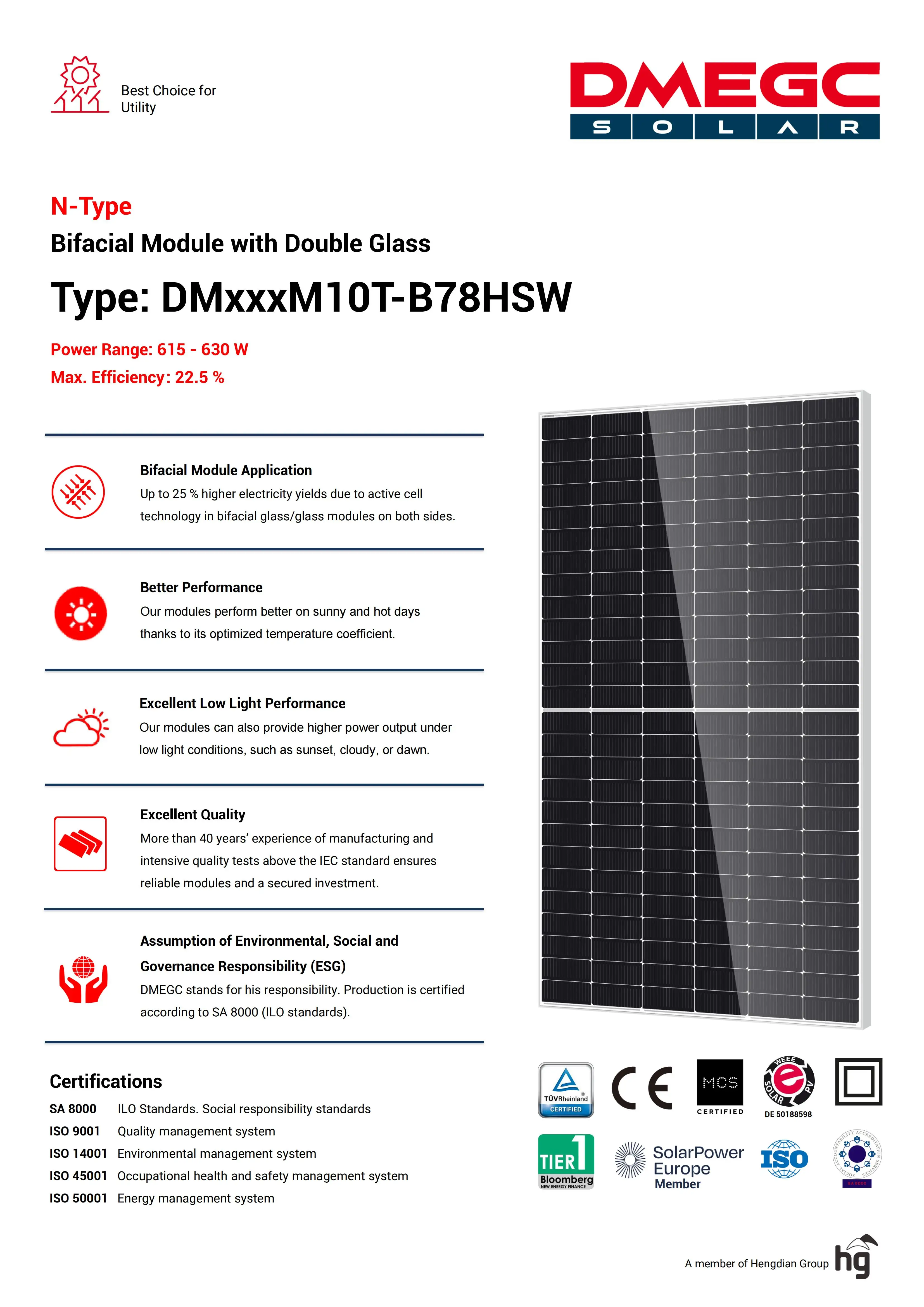 DMEGC 620W Bifacial Solar Panels - Efficient Power Solutions