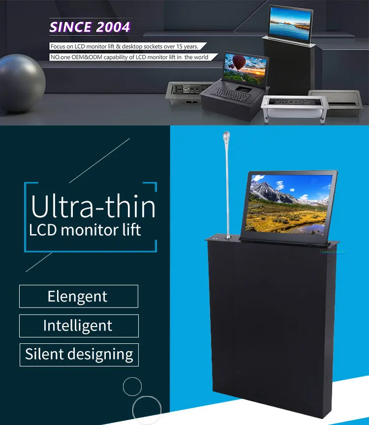 Conference Desktop Display Electric Lift Monitoring Elevator With Wheat ...