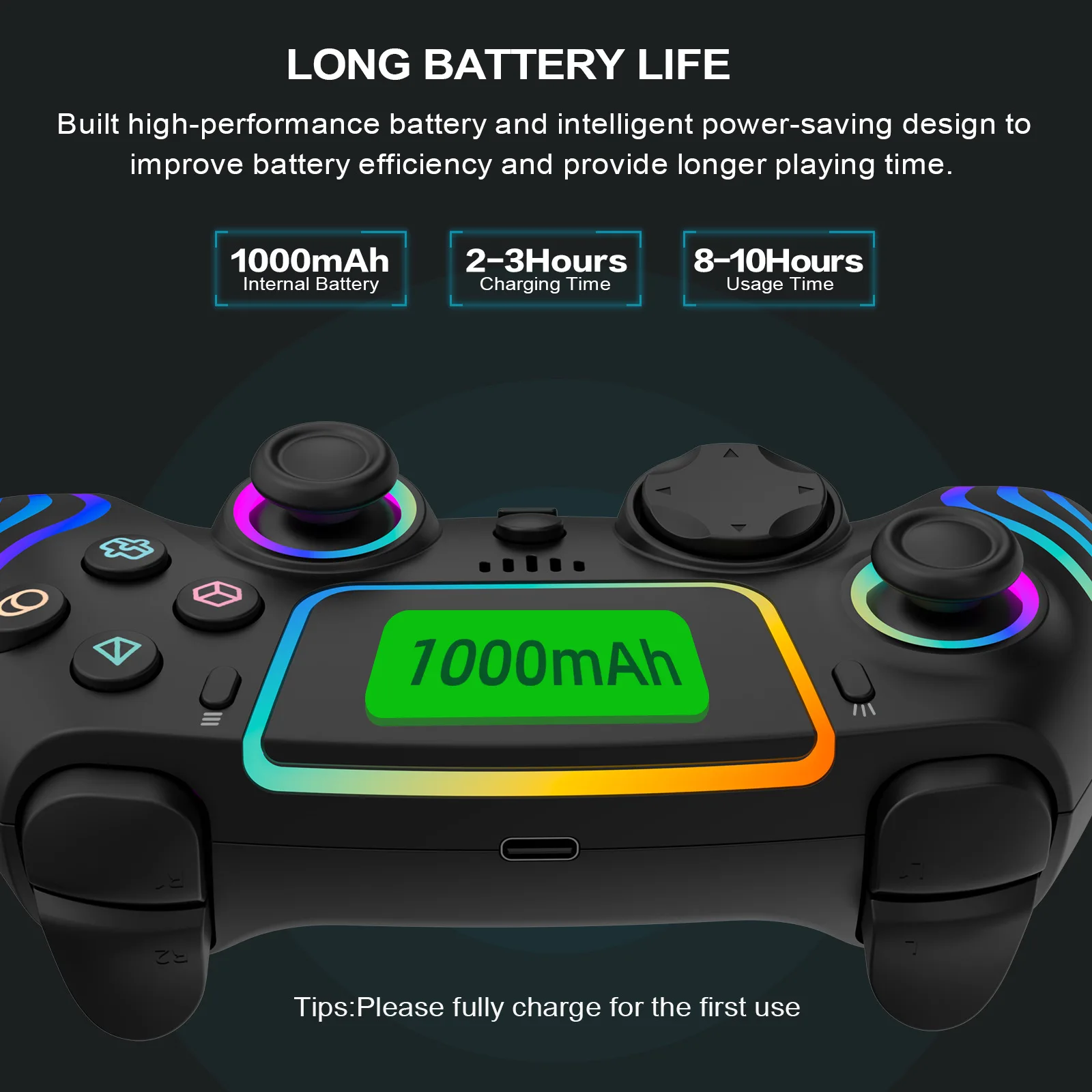 P5 Wireless Game Controller with RGB Light & Vibration - Six-Axis ...