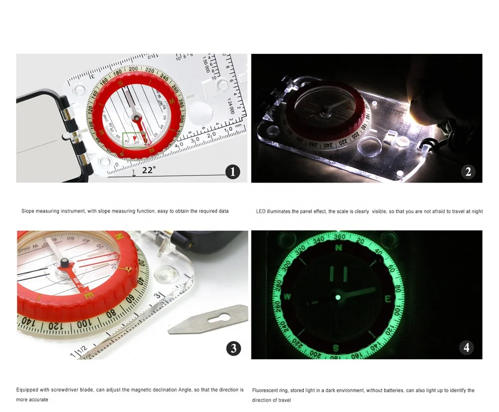 Orienteering Map Compass Sighting Mirror Compass With Adjustable ...