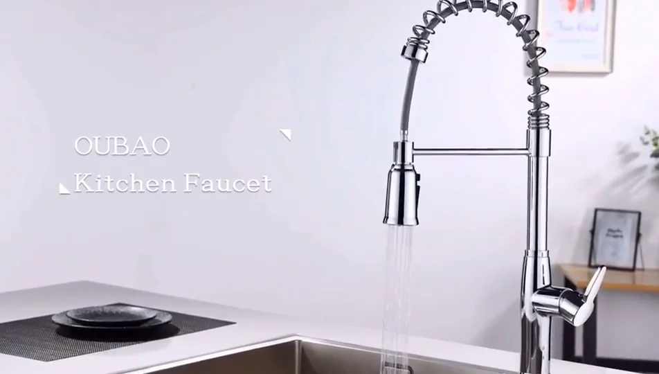 Oubao Professional Commercial Spring Loaded Pull Down Mixer Tap Kitchen ...