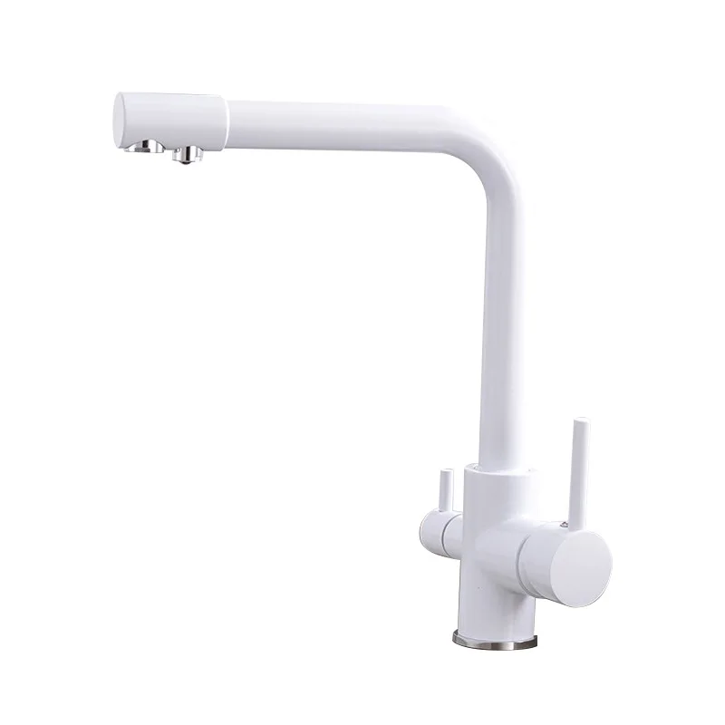 Matte White Kitchen Sink Faucet With Drinking Water Faucet High Arc ...