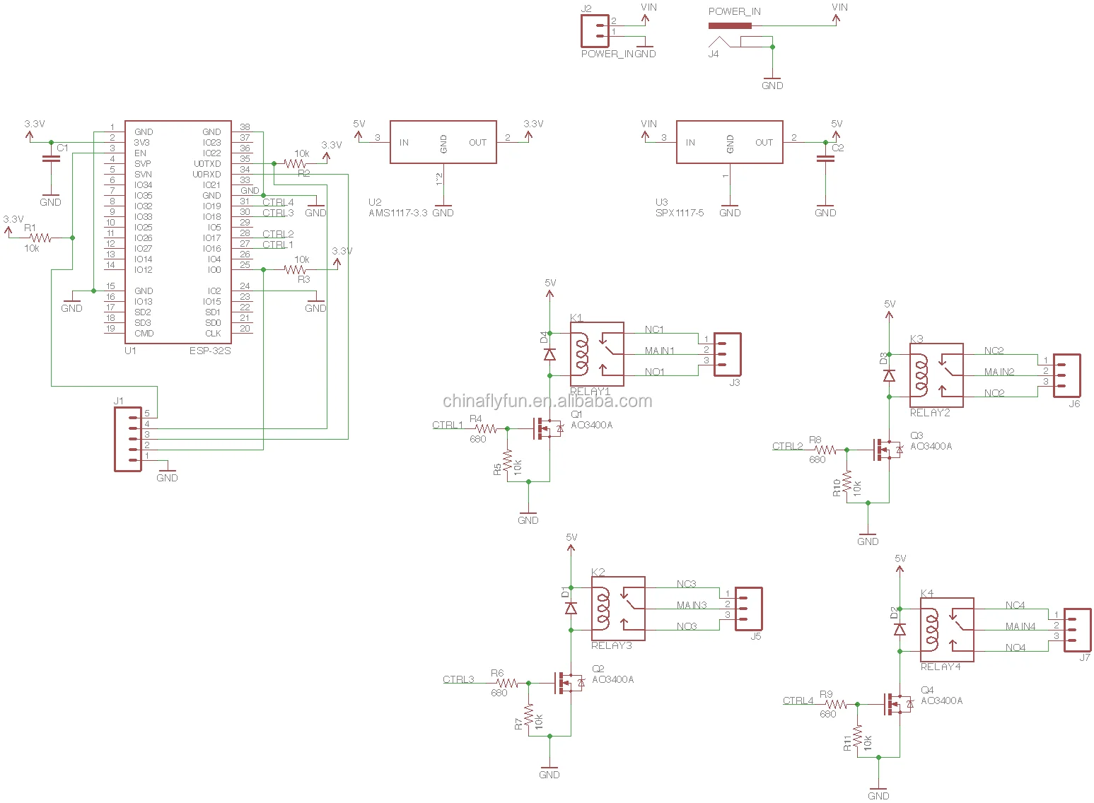 Diymall ESP32S 4 CH Wifi BLE Relay Module - Smart Switch