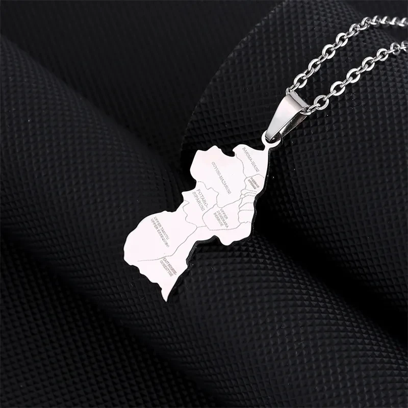 Stainless Steel Guyana Map City Pendant Necklaces