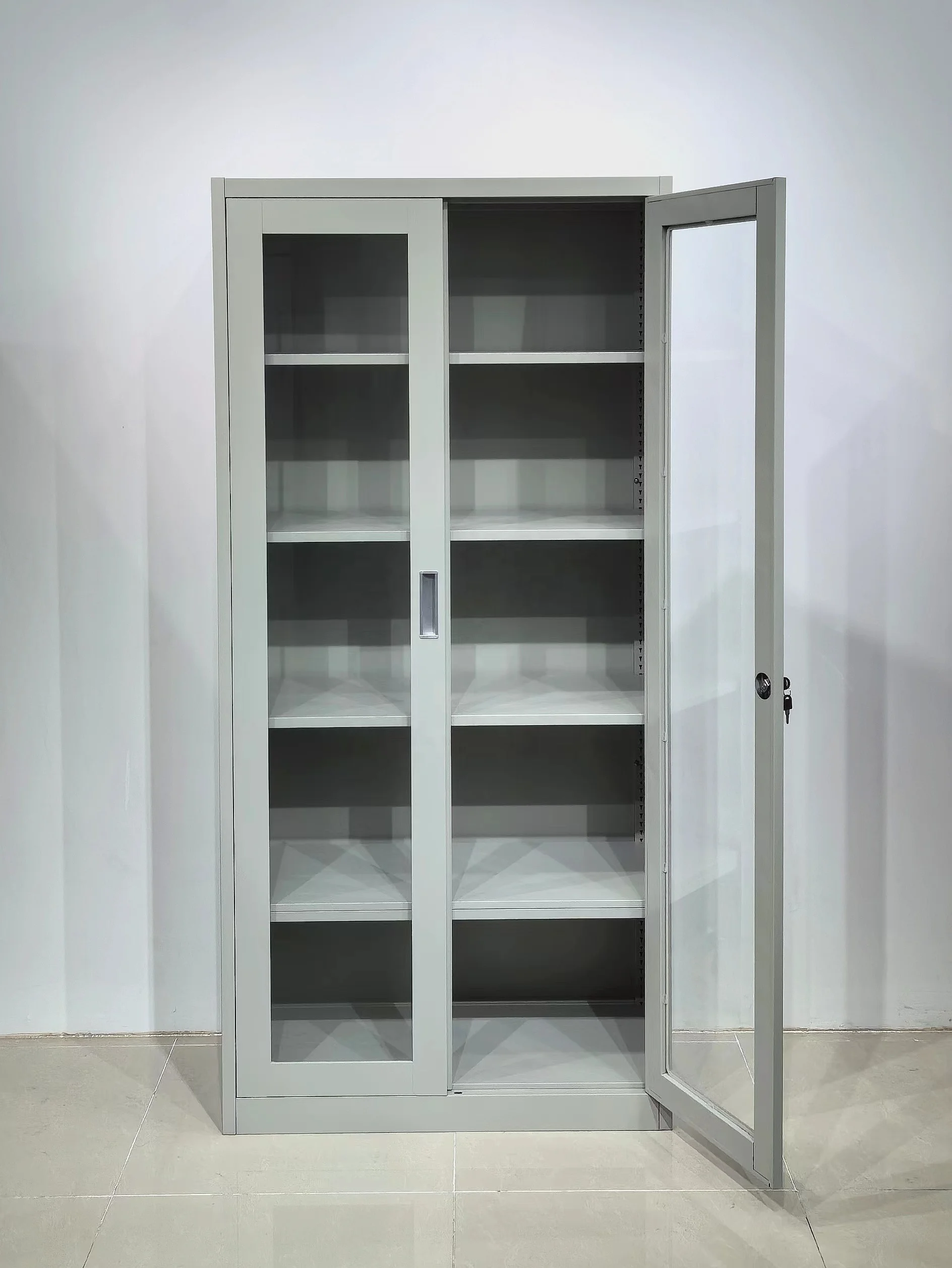 Steel Glass Door File Cabinet Cupboard With 4 Adjustable Shelf Book ...