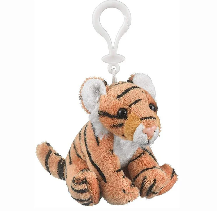 Custom Cute Lifelike Small Cartoon Stuffed Animal Plush Tiger Keychain