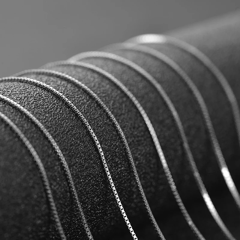 Factory Promotion Price Long Chain 925 Sterling Silver Box Shape Silver ...