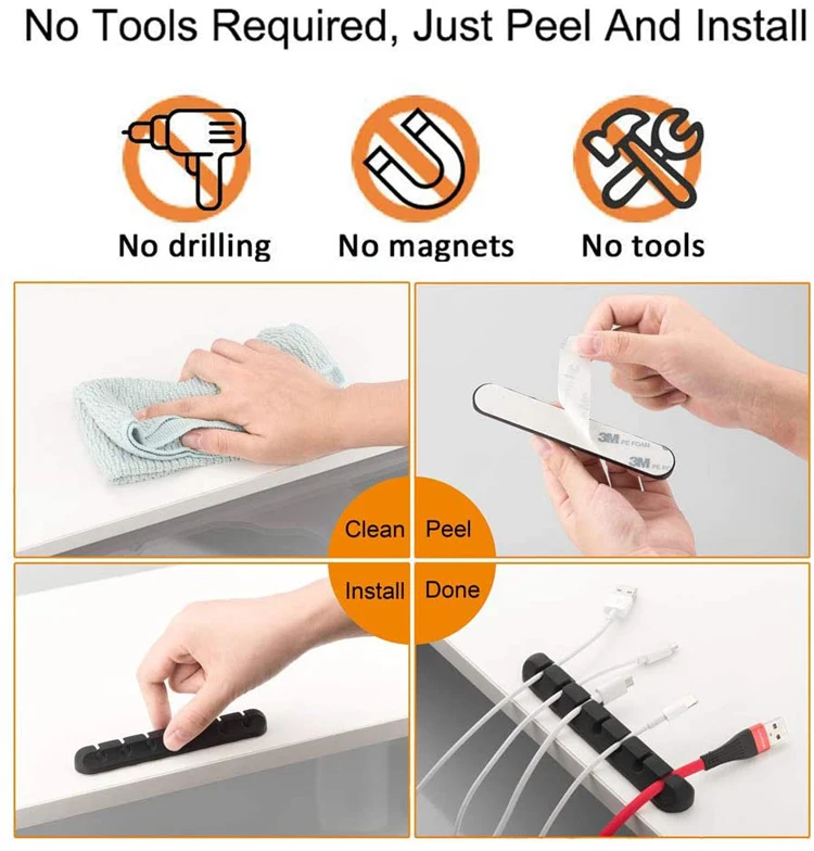 3 Pack Silicone Cable Holder Clips Cable Management Cord Organizer ...