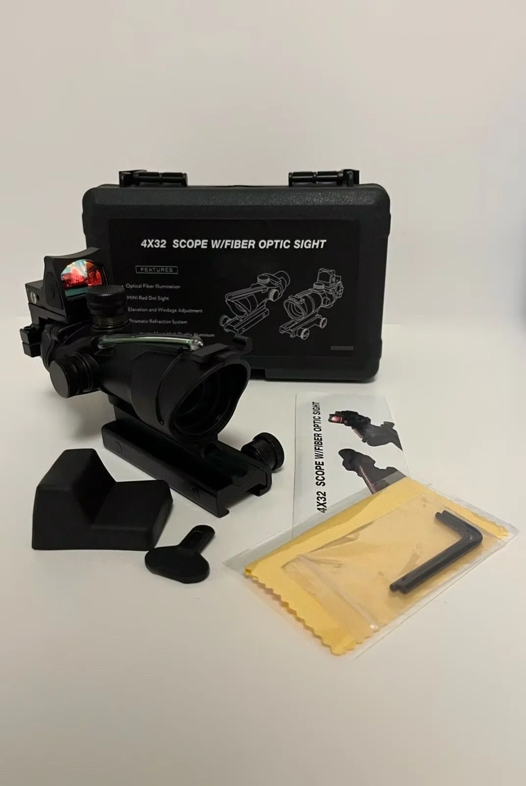 4X32 Real Fiber Optics Tactical Optical Sight Scope 4X Red Green ...