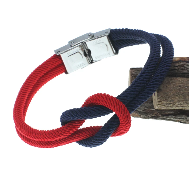 Stainless Watch Knot Nylon Rope Bracelet Wristband Bracelet For Men ...