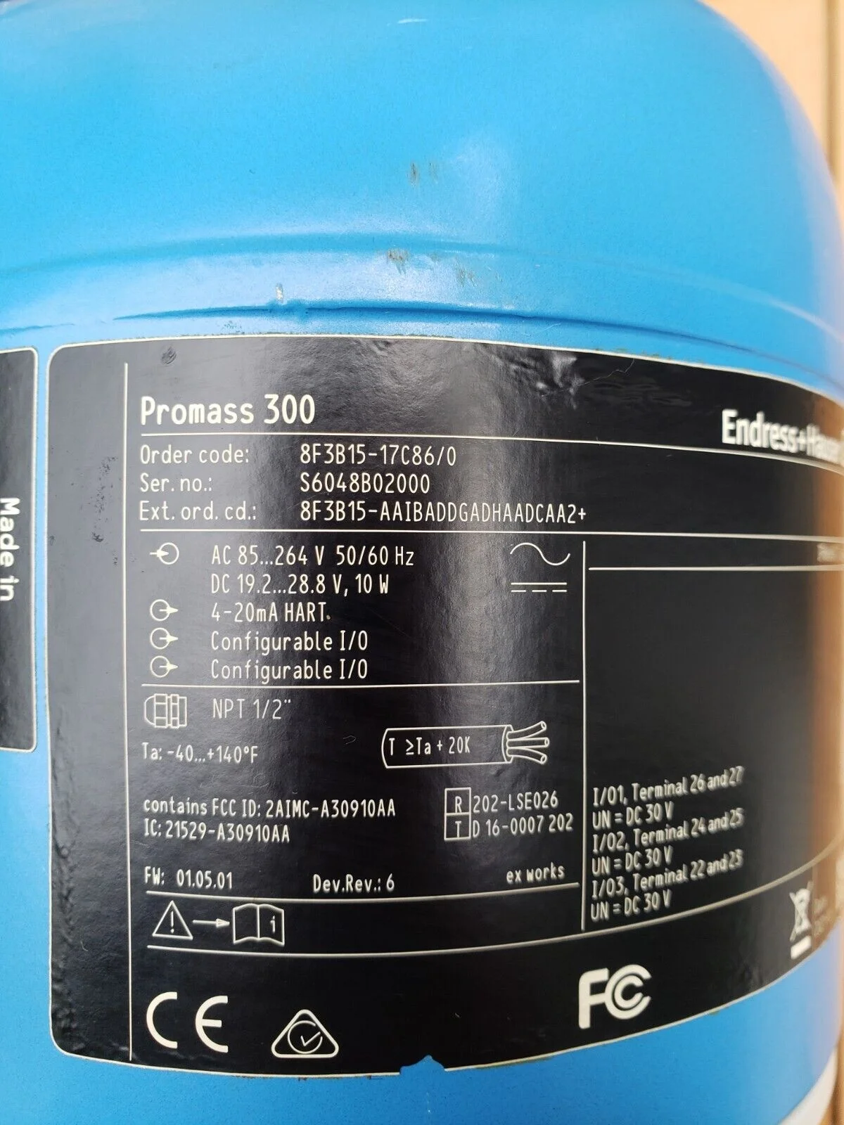 Endress Hauser Flowmeter Promass F300 Coriolis Flowmeter 8F3B15 DN15 ...