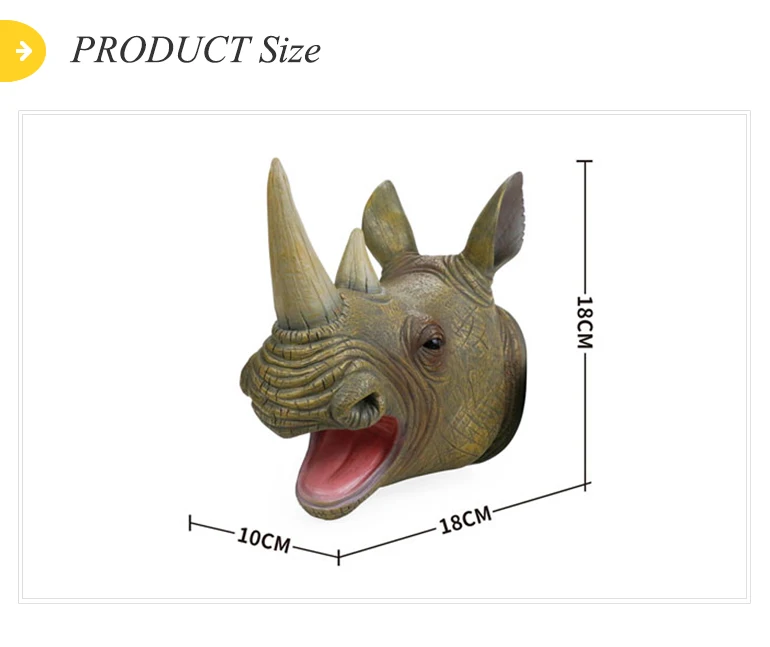 Soft Rubber Realistic Rhinoceros Model Animal Puppet Hand Toy for Ages 3+