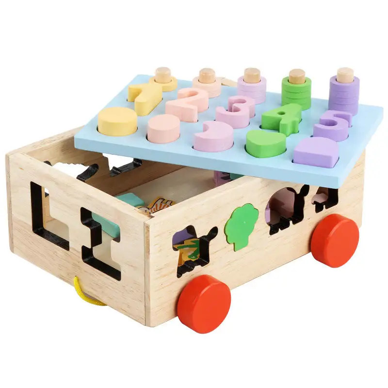 Wooden Shape Matching Building Blocks,Car Toys,Early Education Digital ...