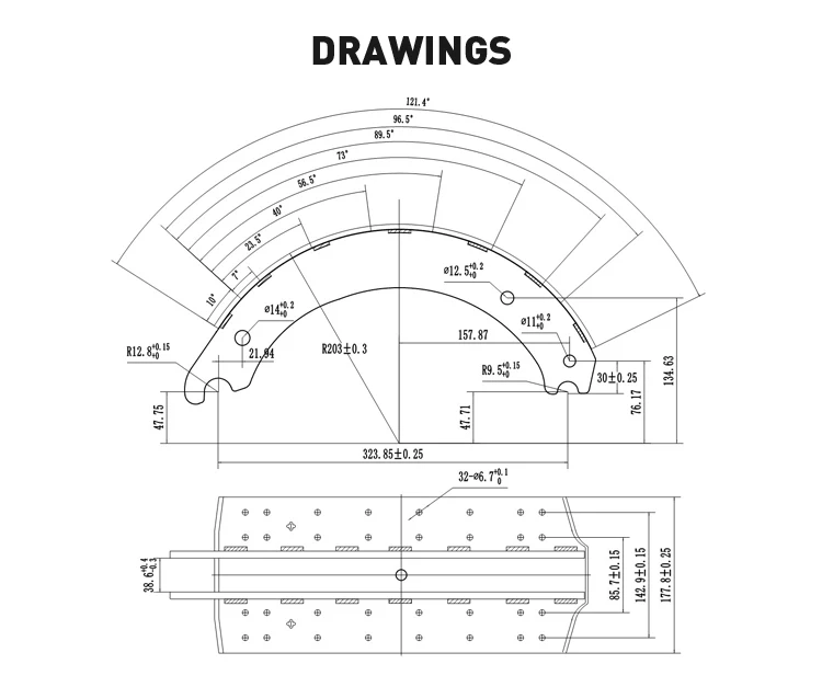 Trailer Truck Bus Axle Brakes 4707 4709 4515 Lined Drum Brake Shoe With ...