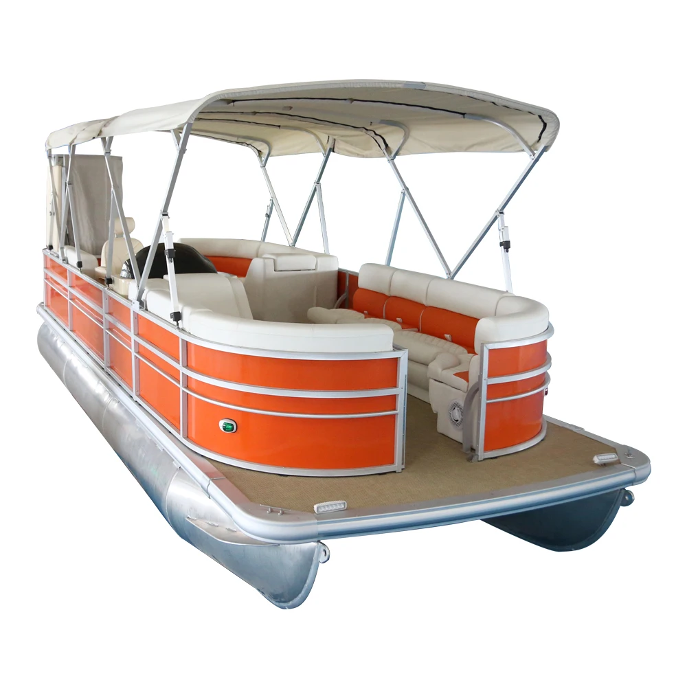 Luxury 22 Ft Fiberglass Rowing Pontoon Boat for Fishing