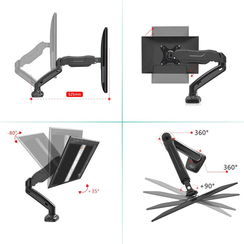 Height Adjustable 75*75-100*100 Double Vesa Mount Capacity Up To 9kg ...