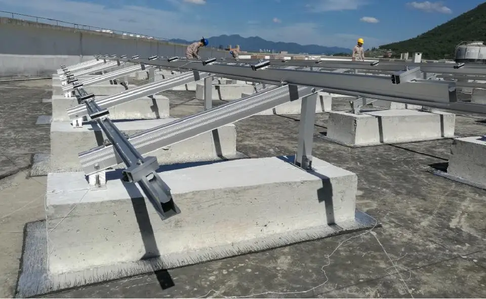 Pv Rack Folding Tilt Solar Panel Flat Ballast Roof Mounting Brackets ...