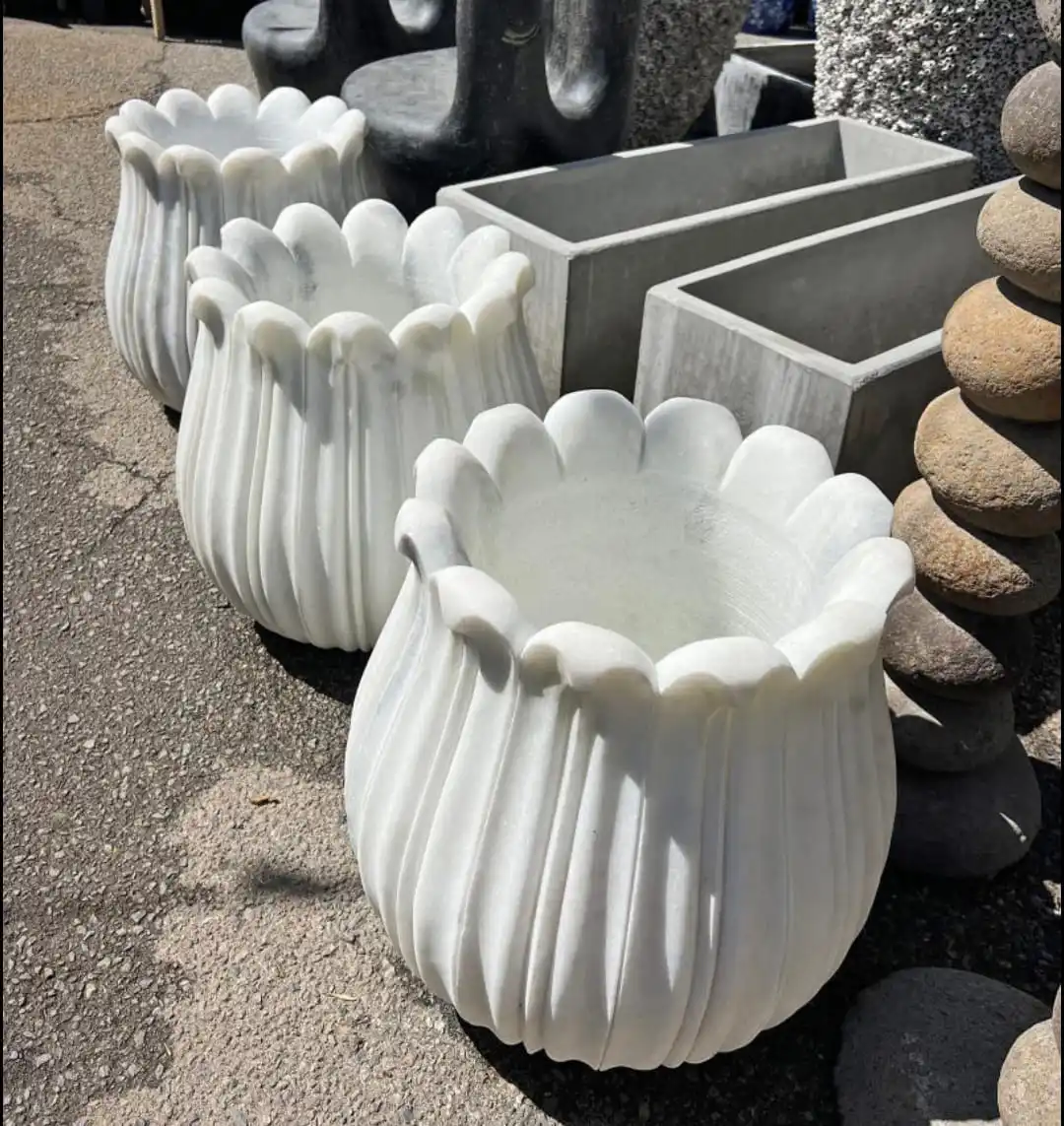 Large Outdoor Planters Home Exterior Marble Pot Marble Planter Small ...