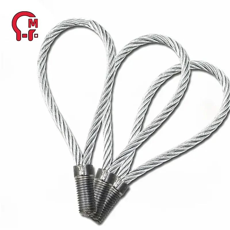 Heavy Duty Steel Wire Rope Threaded Lifting Loop Lifting Loop Wire Rope ...