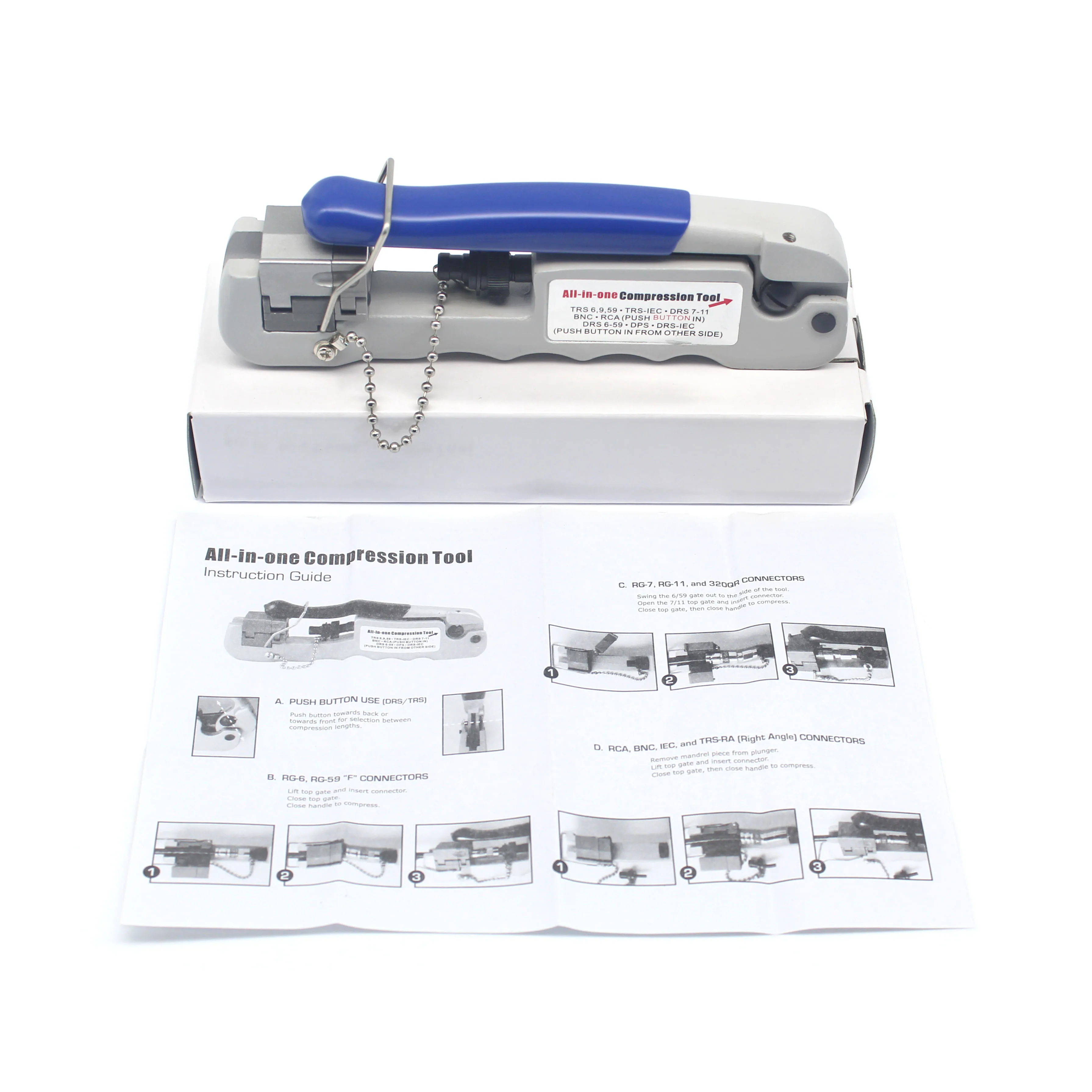 Adjustable Coaxial Crimper Trs Drs Rca Bnc Iec Connectors All-in-one ...