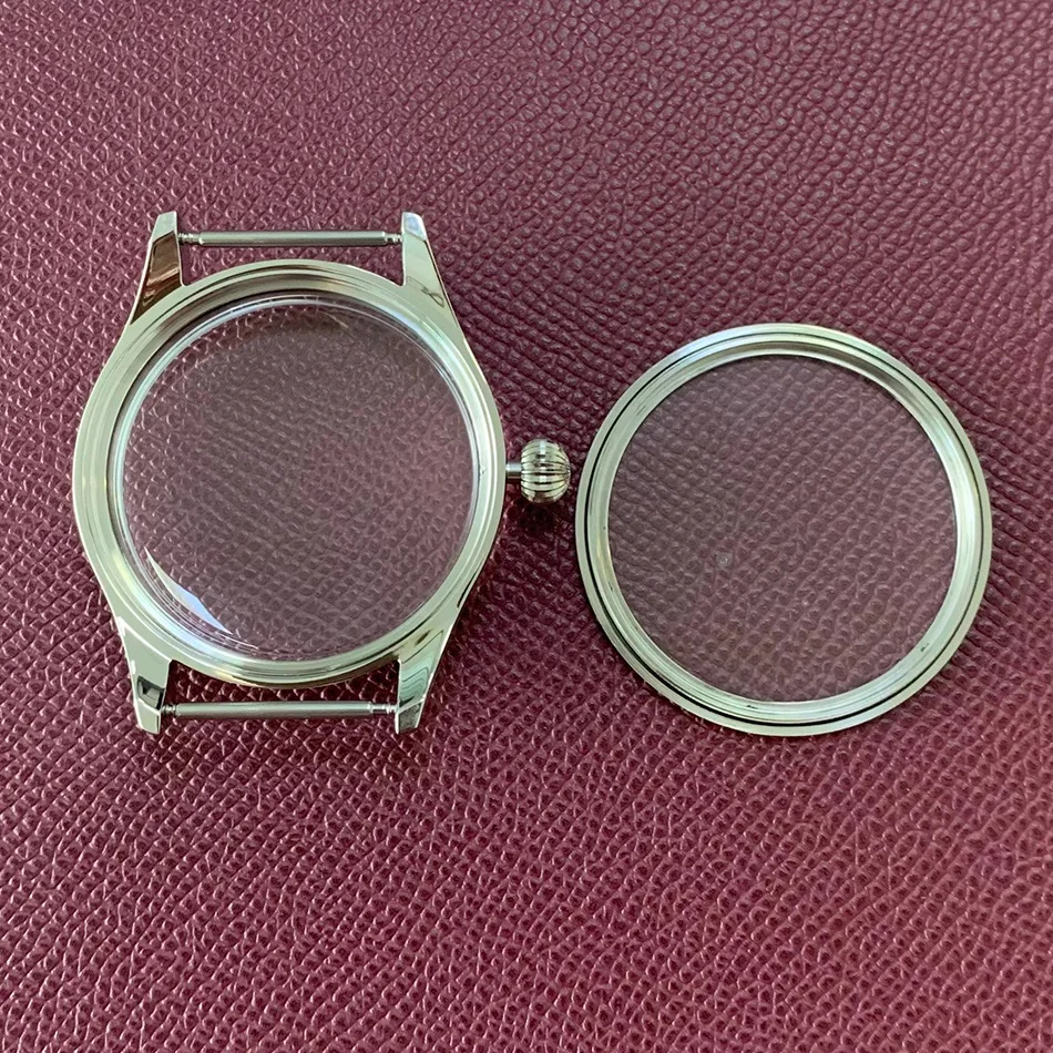 Watch Case with Transparent Back 42mm Polished Manual Stainless Steel ...