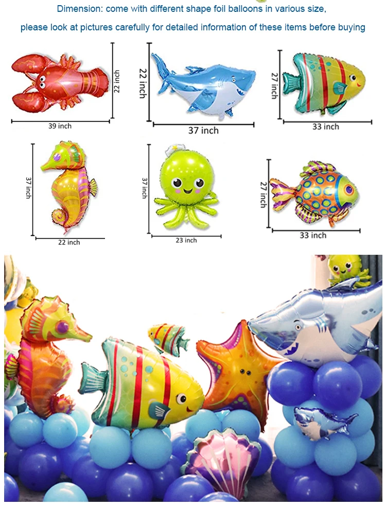 Under the Sea Party Balloons - Octopus, Shrimp, & Fish