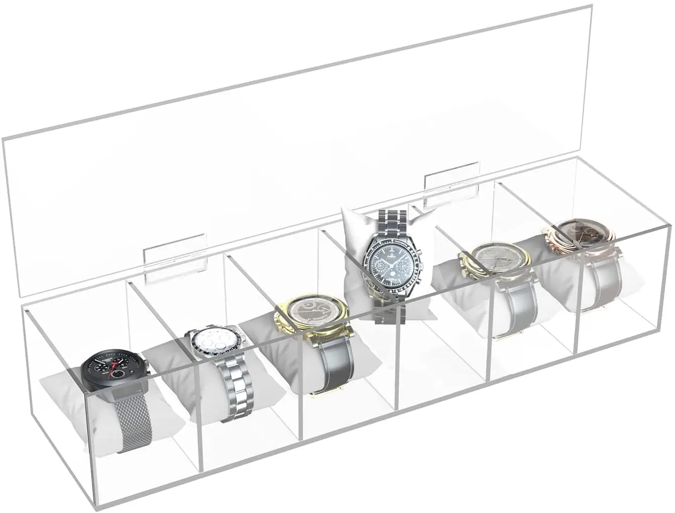 Modern Luxury 6 Slots Compartment Storage Box Organizer Clear Acrylic ...