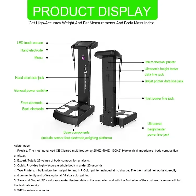 3d Measure Height Weight Bmi Scale Body Composition Analyzer Magnetic ...