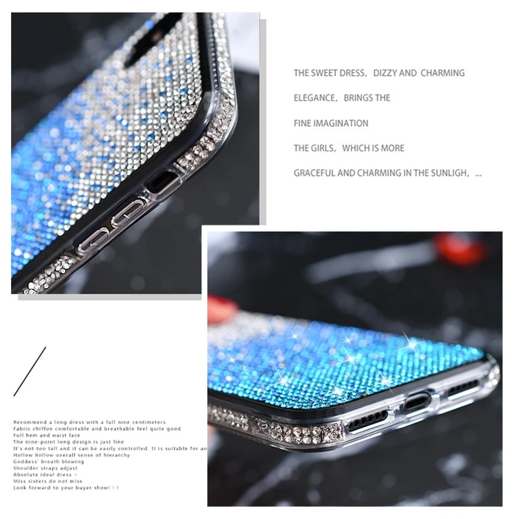 Luxury Gradient Color Glitter Bling Crystal Rhinestone Diamond Phone ...