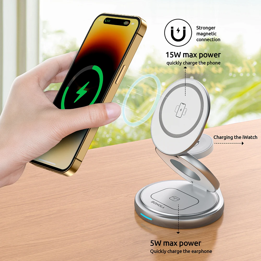 15w Wireless Charging Magnetic Wireless Chargers Metal Stand For Iphone ...