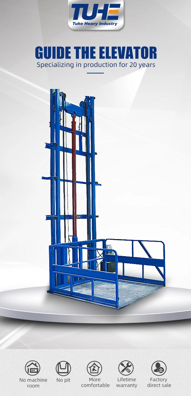 Guide Rail Elevators - Hydraulic Cargo Lifts for Factories