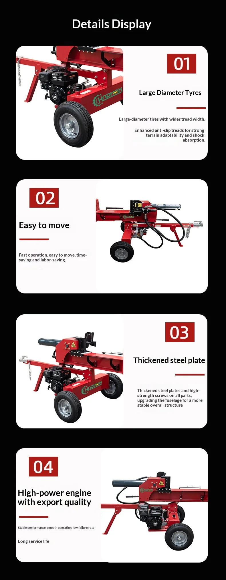 25 Tons Vertical Horizontal Agricultural Wheel Log Splitter Bearing ...