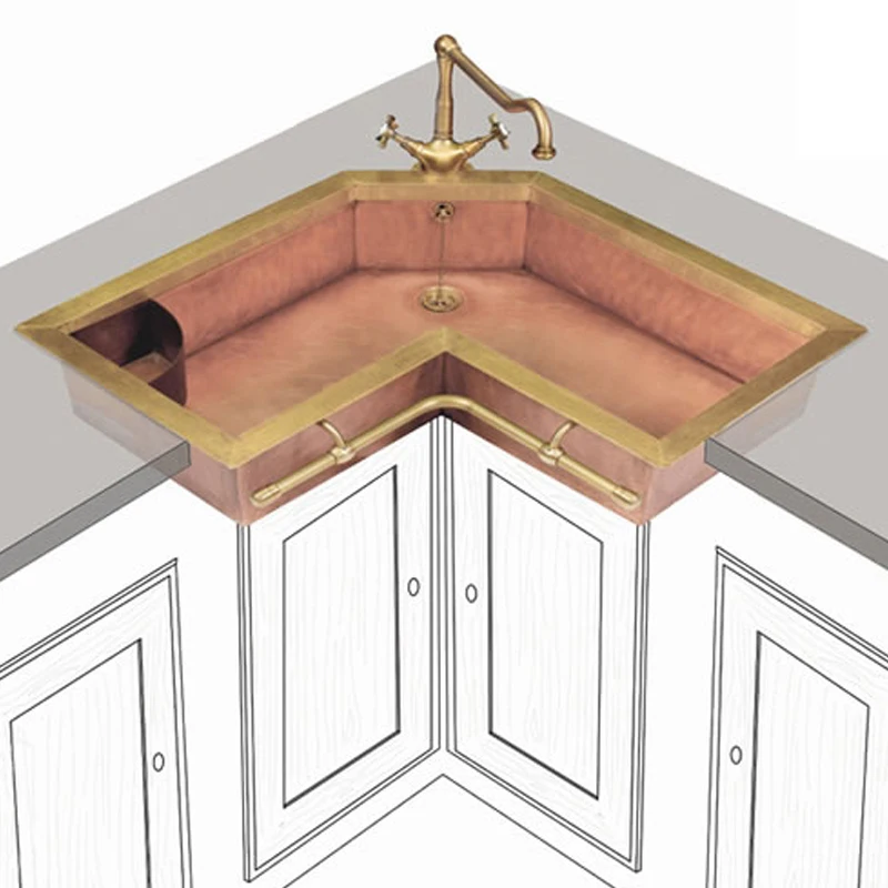 Custom Brass Kitchen Sinks - Triple Bowls & Farmhouse Style