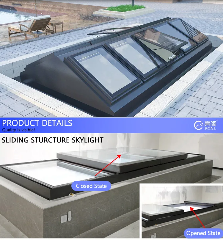 German Style House Aluminum Auto Venting Double Glazed Glass Roof ...