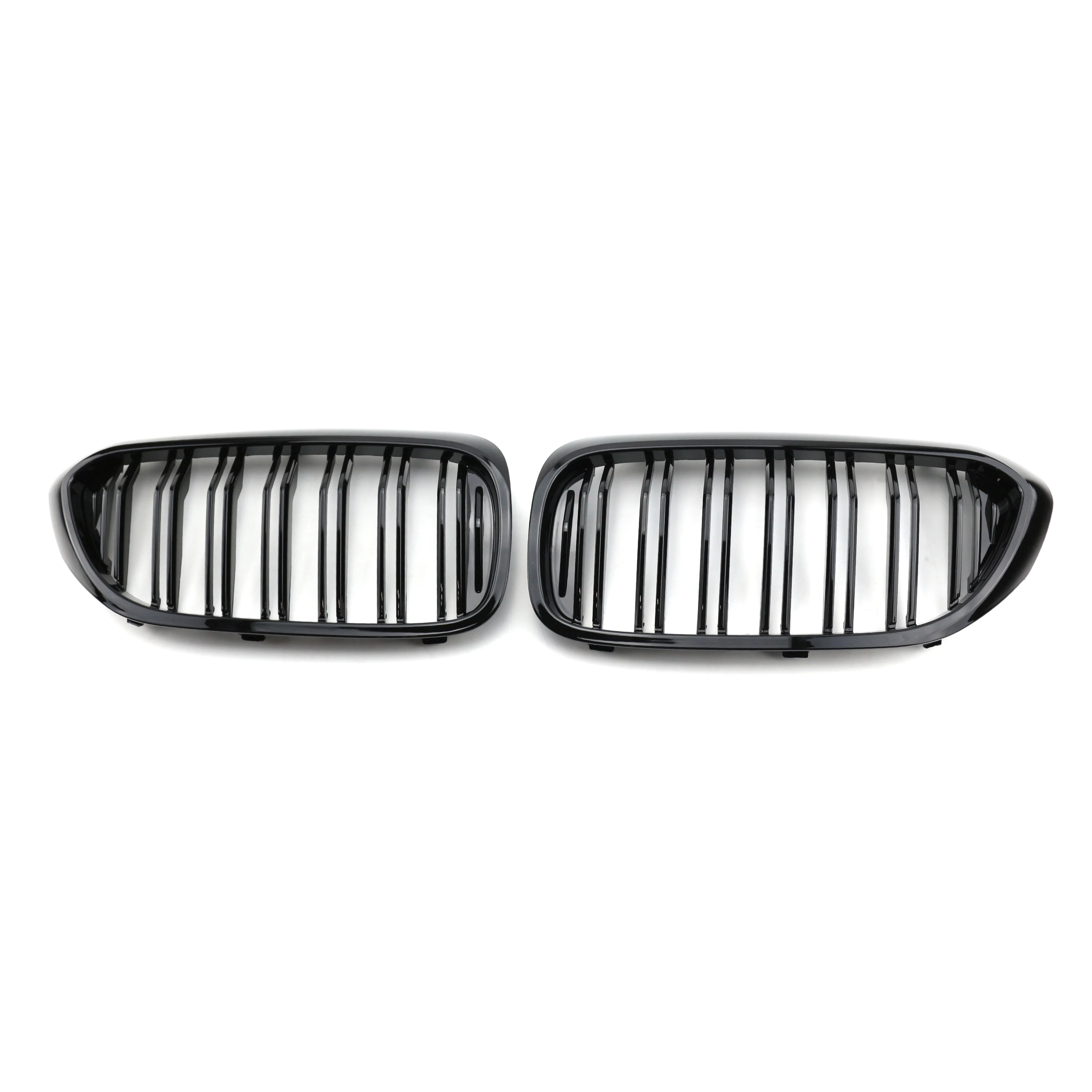 Front Bumper Grill Abs Gloss Black Double Slat Mesh Grille For Bmw 5 ...