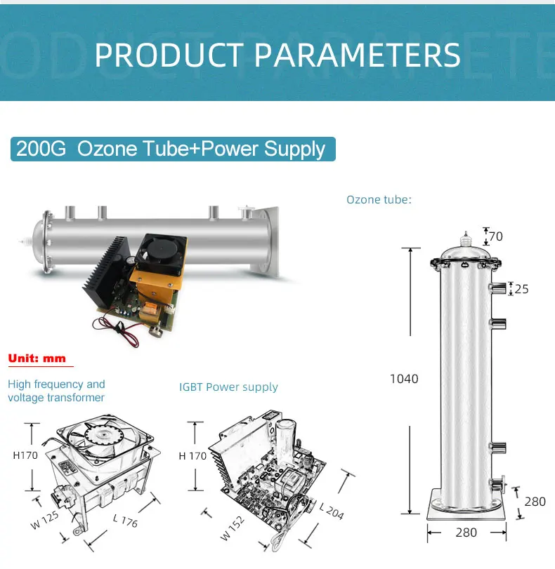 Flygoo Adjustable 500G Industrial Quartz Tube Ozone Generator Spare ...