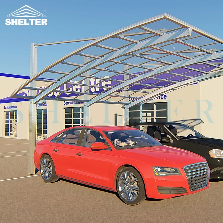 Aluminium Outdoor Double Carport Transparent Curved Roof For 2 Car Port ...