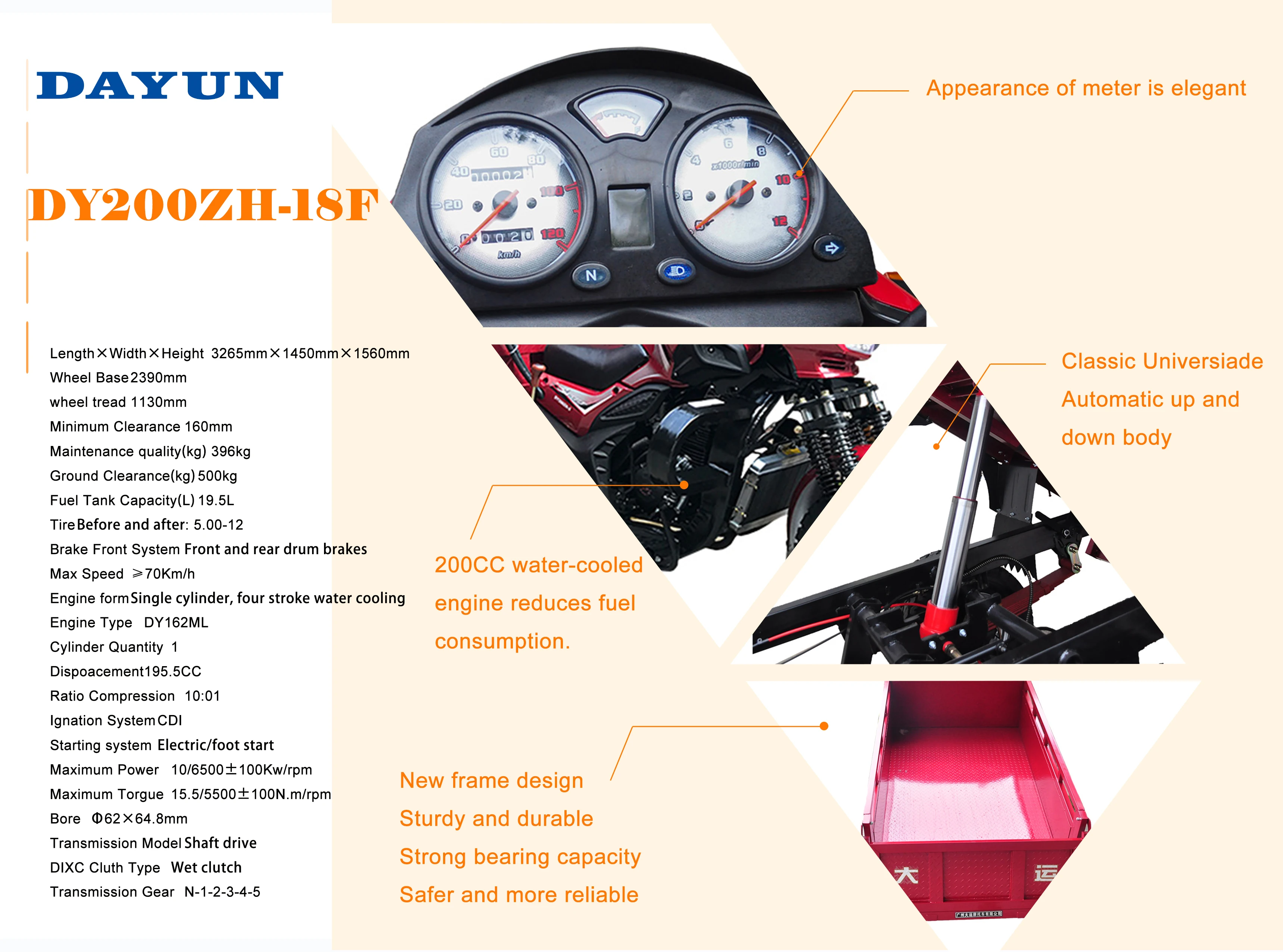 200cc Motorized Cargo Tricycle With Self-Unloading System for Heavy ...