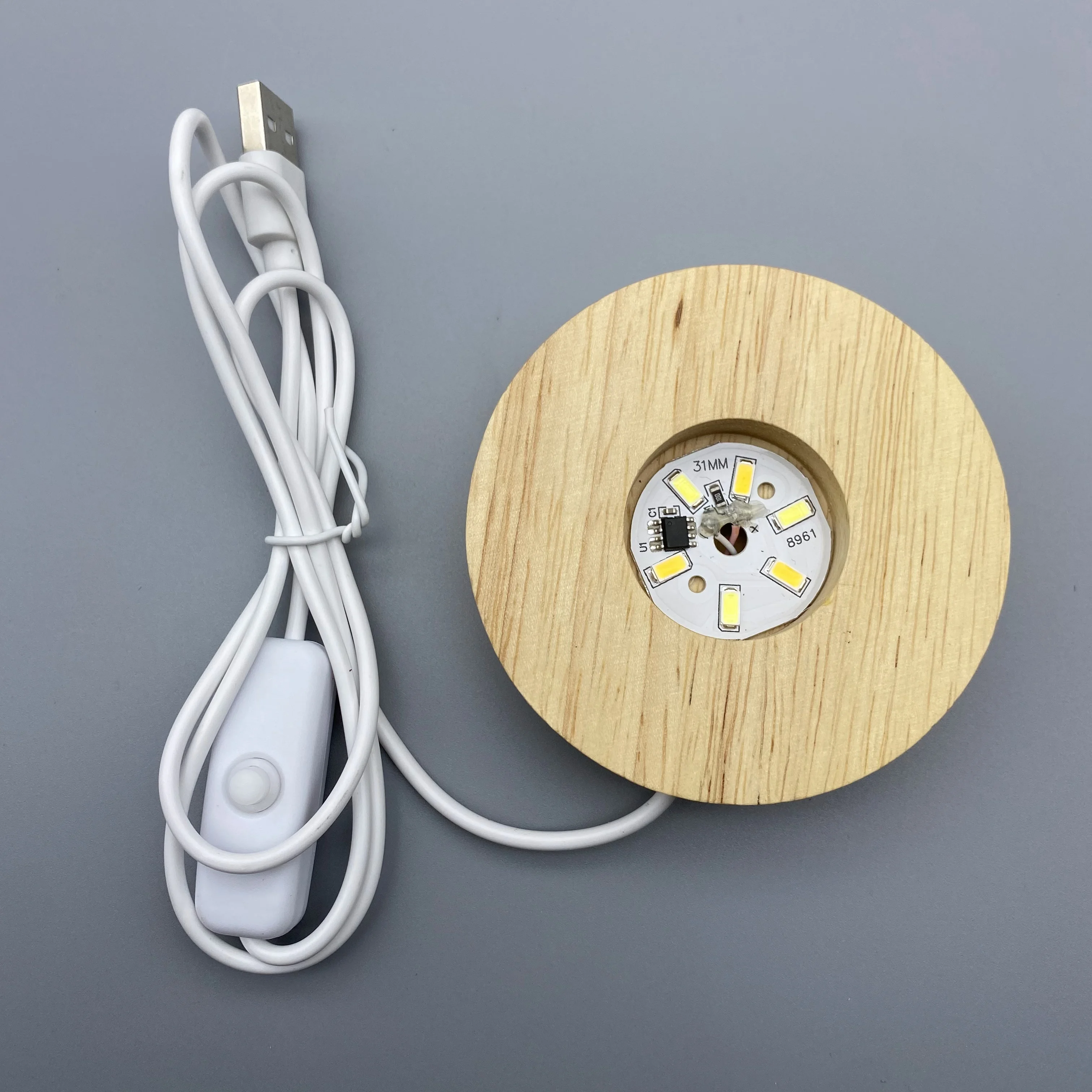 Round LED Wooden Light Base - 3D Night Light Solutions